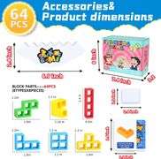 64PCS Stack Attack Game for Adult & Kids, Tetra Board Tower Games for ...