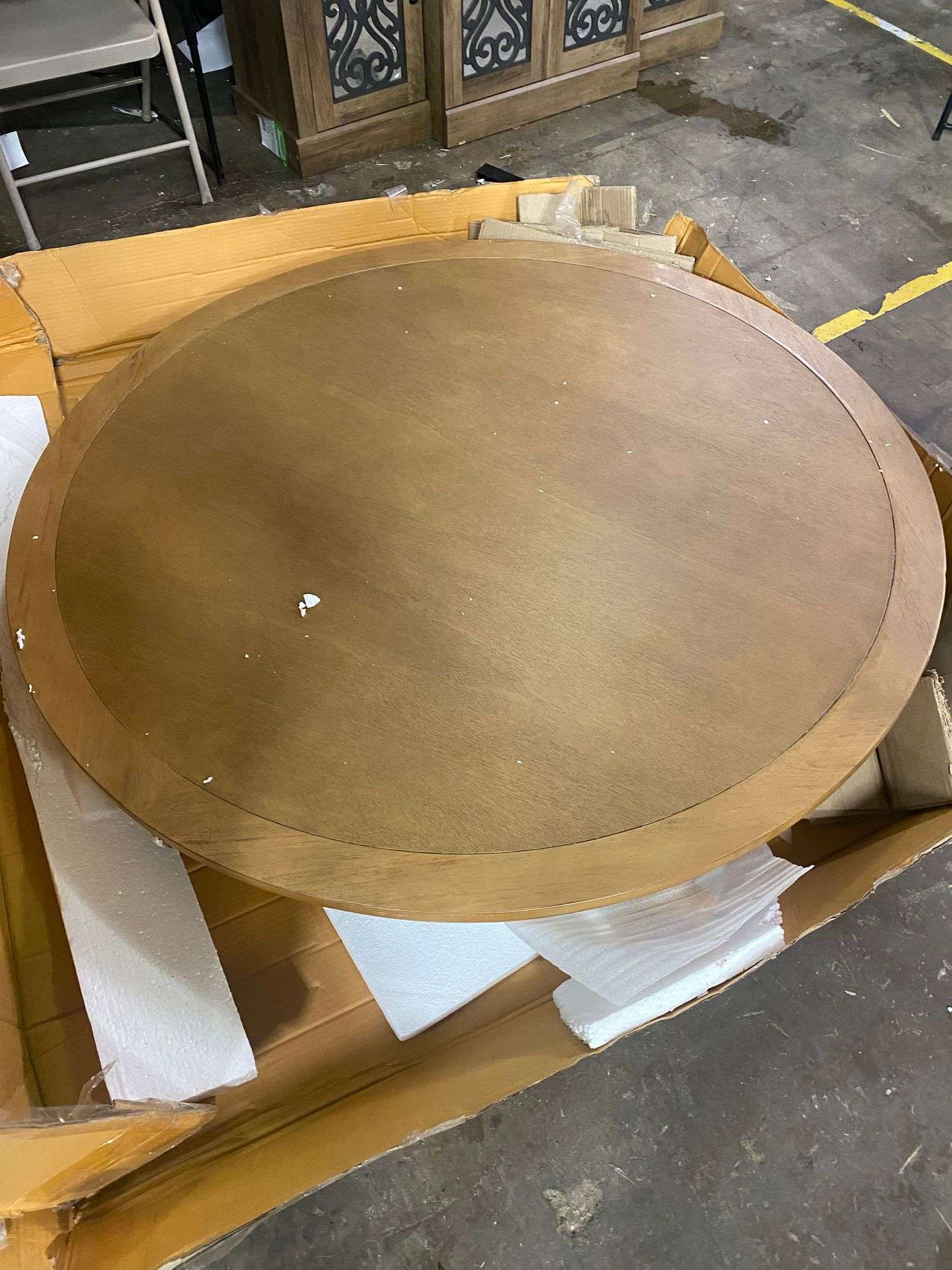Home decorators collection aberwood patina oak finish wood round dining table for 4 store