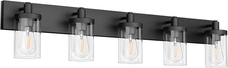 Aipsun Matte Black Bathroom Vanity Light Fixtures 5 Lights Industrial ...