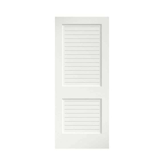 24 in. X 80 in. X 1-3/8 in. White Finished Flat Louver Solid Core Wood ...