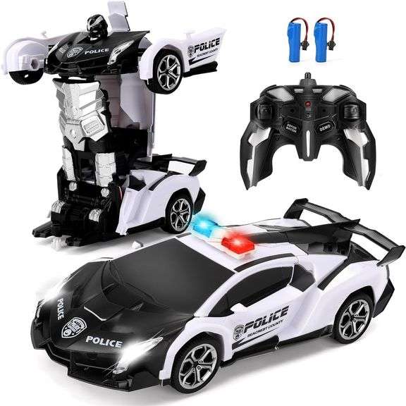 Remote Control Car - Transform, 2.4Ghz 1:18 Scale Transforming Police ...