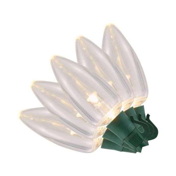 32.6 ft. 50-Light Warm White Transparent Bulb LED C9 Steady Lit Ultra ...