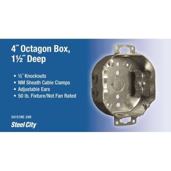 Steel City 4 in. 1-1/2 in. Deep Octagon Box NMSC Cable Clamps and ...