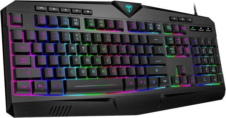 Gaming Keyboard, Full Size RGB Backlit Quiet Computer Keyboard, Wrist ...