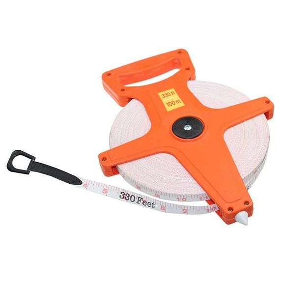 Katzco 300 Feet (100 Meters) Open Reel Measure Tape with Retractable ...