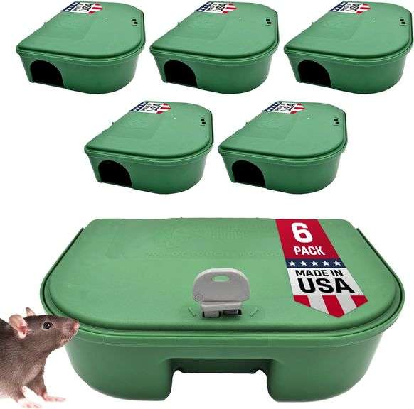 Exterminators Choice - 6 Pack Rat Bait Station Boxes with 1 Key - Heavy ...
