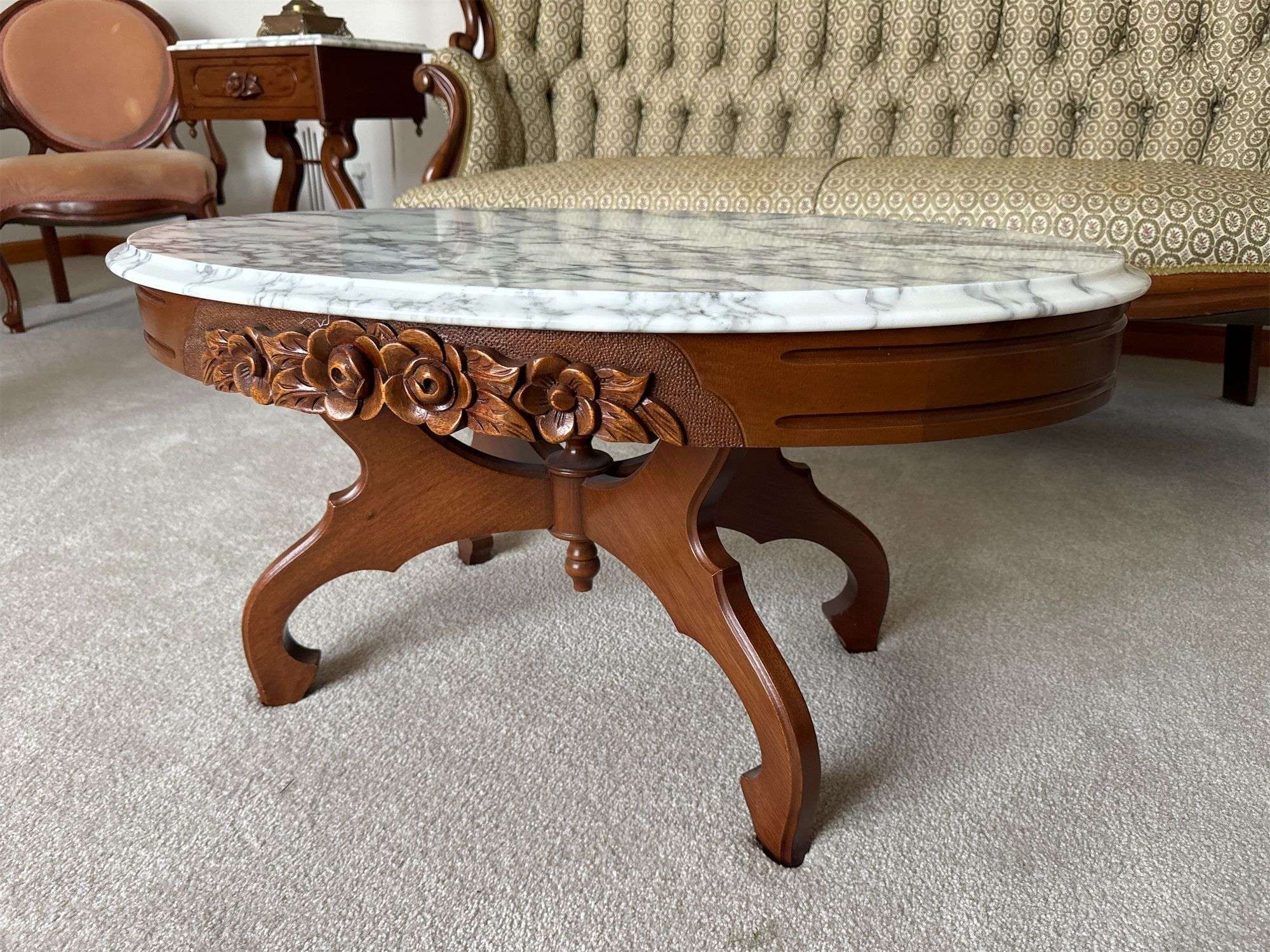 Vintage marble top coffee table store