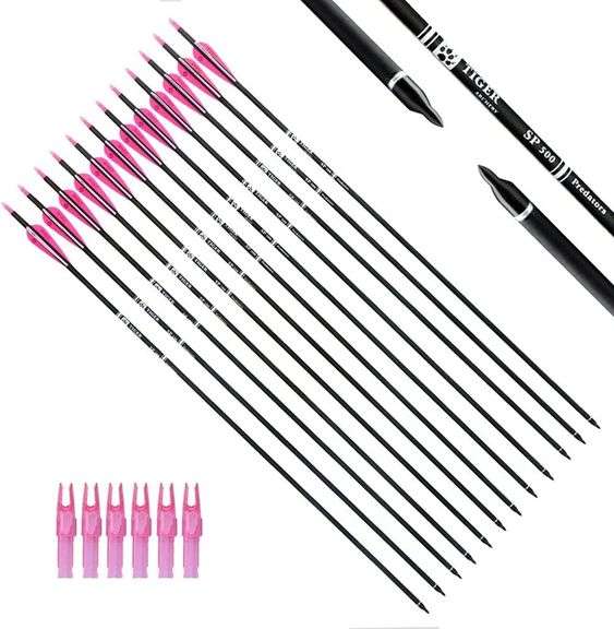 TIGER ARCHERY 30Inch Carbon Arrow Practice Hunting Arrows with ...