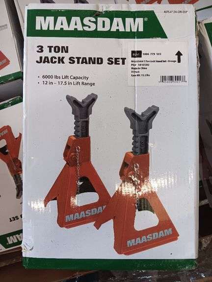 MAASDAM POW'R-PULL 3-Ton Jack Stand in Orange - Matthews Auctioneers