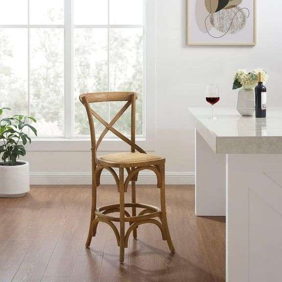 Linon Delilah Rustic Cross Back Counter Stool - Matthews Auctioneers