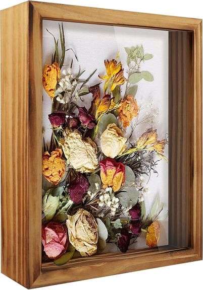Shadow Box Frame 8x10 with Linen Back, Pine Wooden Frame with HD Glass ...