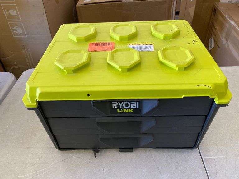 LINK 3-Drawer Modular Tool Box, RYOBI Green - Matthews Auctioneers