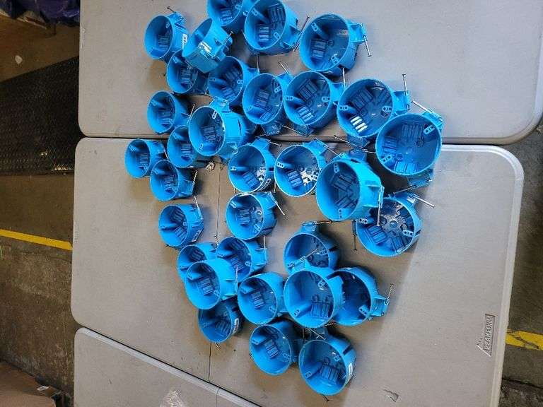 (34) CARLON 1-Gang Blue PVC New Work Standard Round Ceiling Electrical ...