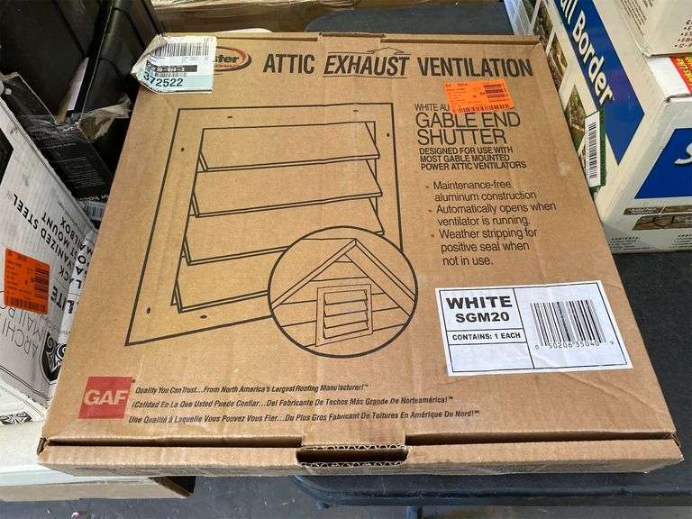 19.25 in. X 19.25 in. Square White Aluminum Automatic Shutter Gable ...