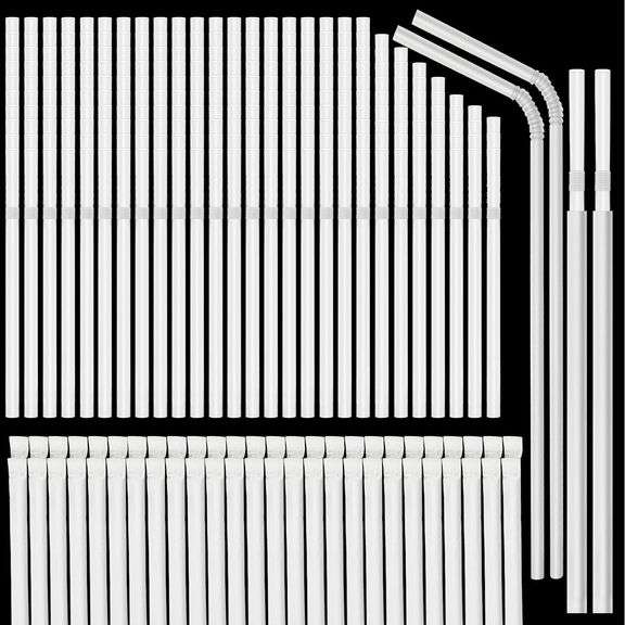 Suclain 2000 Pcs Individually Wrapped Plastic Drinking Straws 8 Inch ...