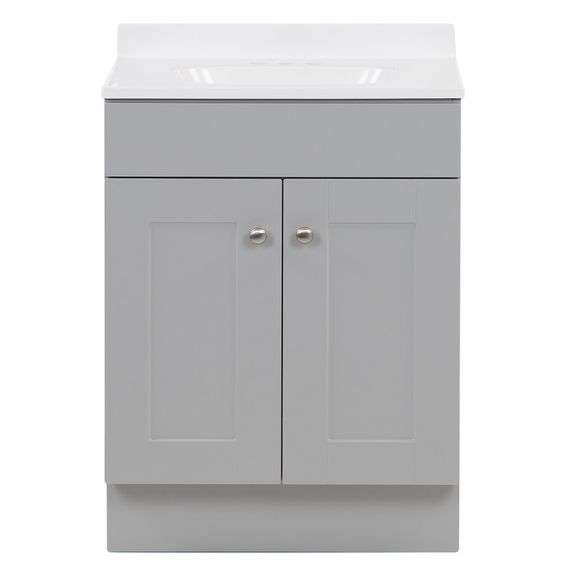 Project Source 24-in Gray Single Sink Bathroom Vanity with White ...