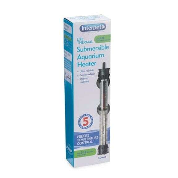 Interpet Heater Glass Life Thermal 50W for 3-10 Gallon Aquariums ...