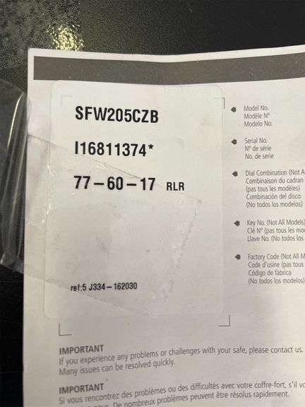 Sentry safe - Has Code but wont open - Matthews Auctioneers