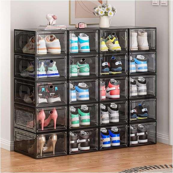 cakraie 10 Pack Thicken Shoe Organizer Stackable,Upgraded Sturdy Shoe Storage Box with Magnetic ...