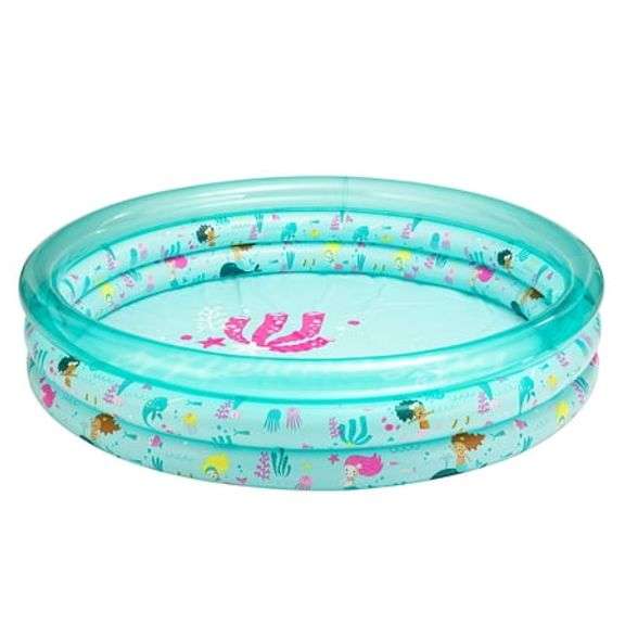 Bluescape Blue Mermaid 3-Ring Inflatable Swimming Pool for Kids, Round ...