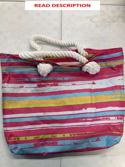Large Beach Rope Handle Tote Bag. Sun And Sky. - Matthews Auctioneers