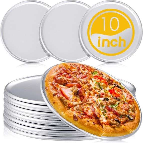 12 Pieces Pizza Pan Bulk Restaurant Aluminum Pizza Pan Set Round Pizza ...