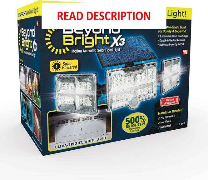 Set of 2 Ontel Beyond Bright X3 Motion Activated Solar Flood Light ...