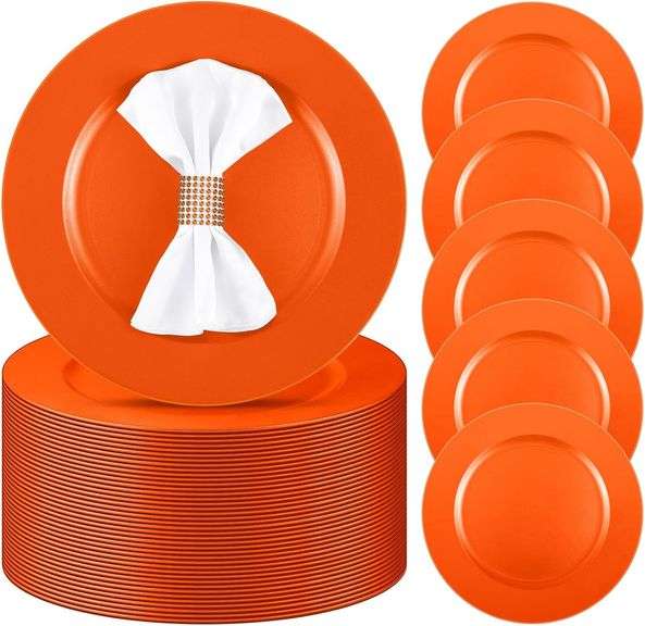Zhehao 100 Pcs Charger Plates Bulk 13 Inch Round Wedding Chargers ...