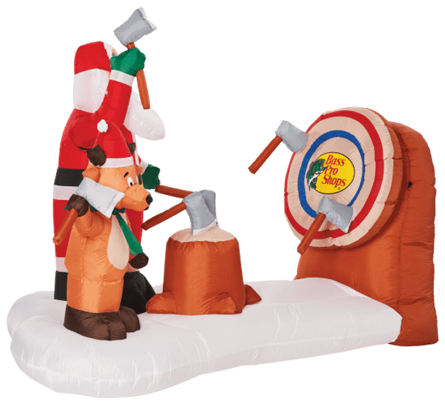 Bass Pro Shops Animated Axe-Throwing Santa and Reindeer Inflatable ...