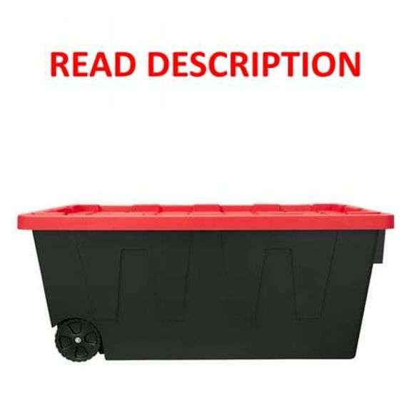 Hyper Tough 50 Gallon Snap Lid Wheeled Plastic Storage Bin Container ...