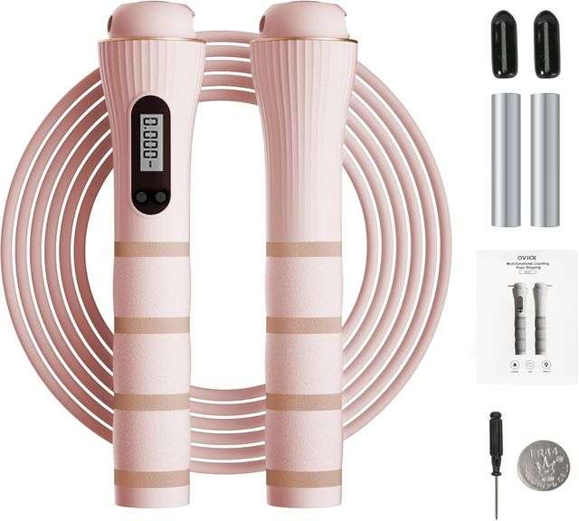 OVICX Jump Rope Digital Weighted Handle Skipping Rope with Counting for ...