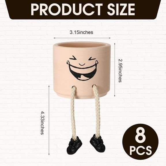 Tioncy 8 Pcs Cute Leg Hanging Plantes Pot with 4 Facial Expression ...
