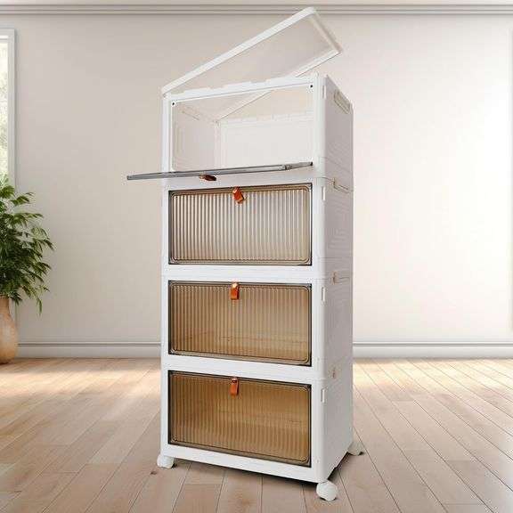 Avaton 4 Tier Plastic Storage Bins Organizer 23qt Stackable Storage