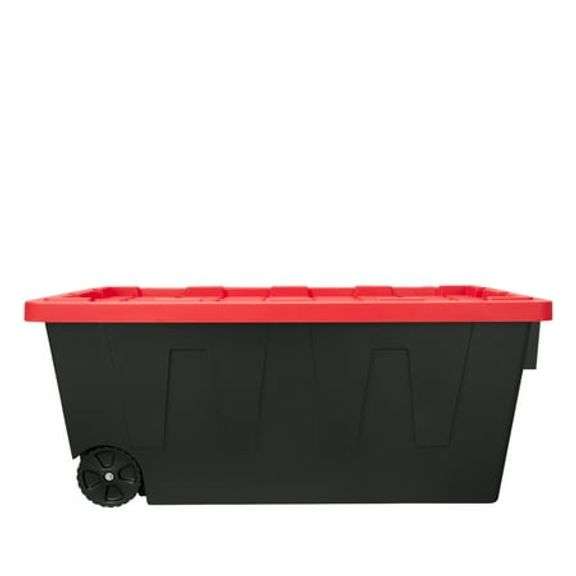 Hyper Tough 50 Gallon Snap Lid Wheeled Plastic Storage Bin Container ...