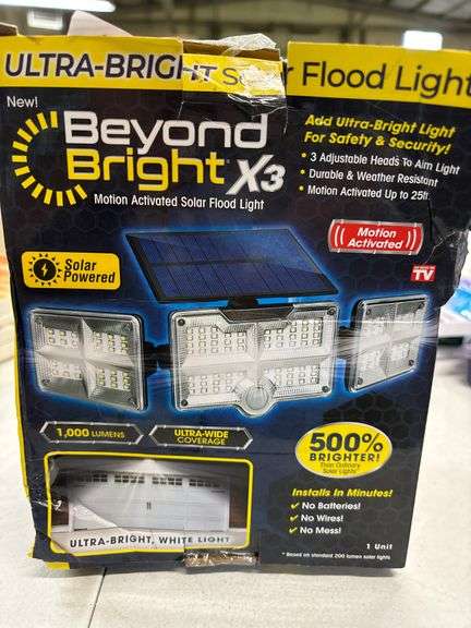 Set of 2 Ontel Beyond Bright X3 Motion Activated Solar Flood Light ...