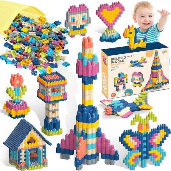 Building Blocks for Kids,1080Pcs Toddlers STEM Building Toys Solid ...