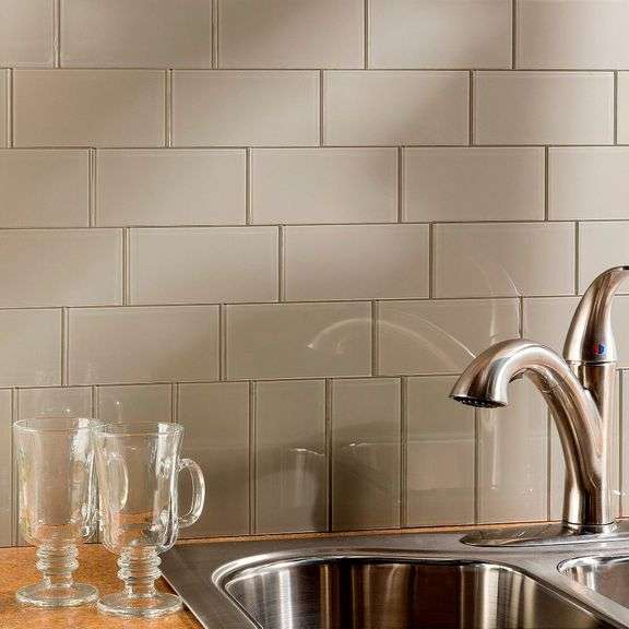 Aspect Glass Peel and Stick 3-in x 6-in Putty Backsplash Panels ...