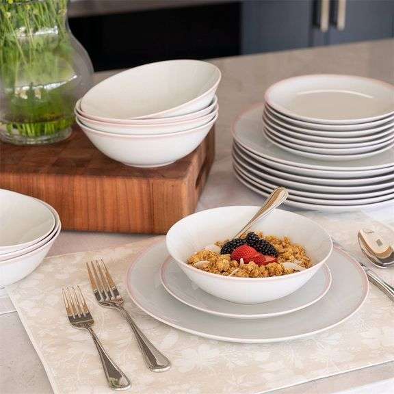 10 Strawberry Street Simply Coupe 10pc Dinnerware Set, Pink/White ...