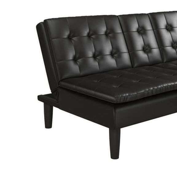 Mainstays Memory Foam Futon with Cupholder and USB, Black Faux Leather ...