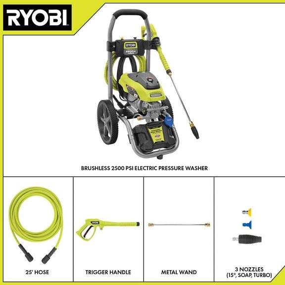 RYOBI 2500 PSI 1.2 GPM High Performance Cold Water Electric Pressure ...