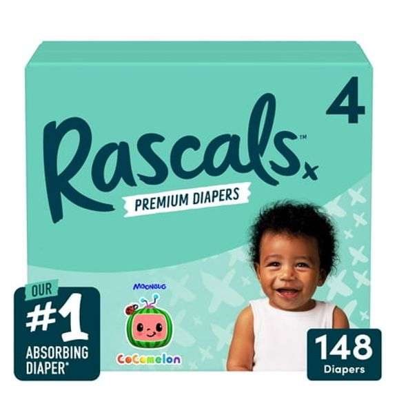 Rascal + Friends Premium Diapers CoComelon Edition Size 4, 148 Count ...