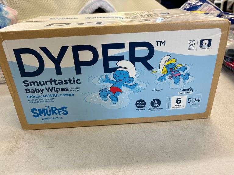Smurftastic baby wipes 6 pack - Matthews Auctioneers