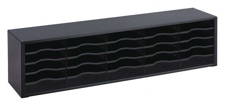 Literature Organizer, Black, Steel Frame/Plastic Shelves, 14 1/2 in ...