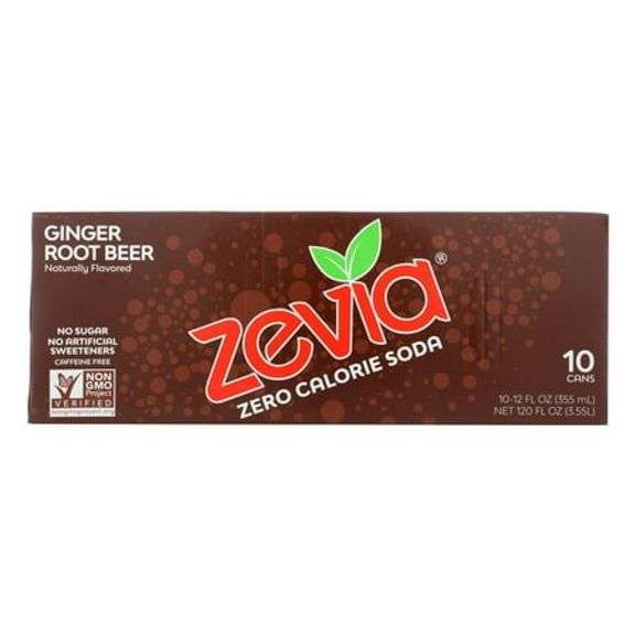 Zevia Ginger Root Bear Zero Calorie Soda 12 oz Cans - Box of 2/10-Pack ...
