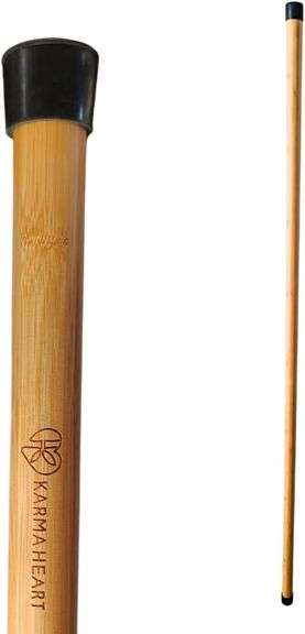 (2) Karma Heart 5ft Bamboo Yoga Stick: Stretch Bar with Rubber Ends for ...