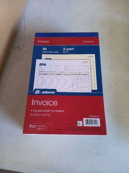 (5) Adams Invoice Book, 5.56 x 8.44 Inches, White and Canary, 2-Part ...