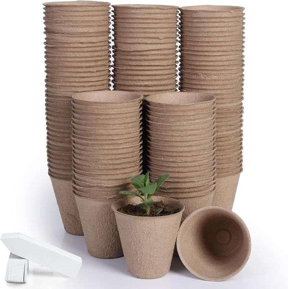 JERIA 150-Pack 3.15 Inch Peat Pots Plant Starters for Seedling with 150 ...