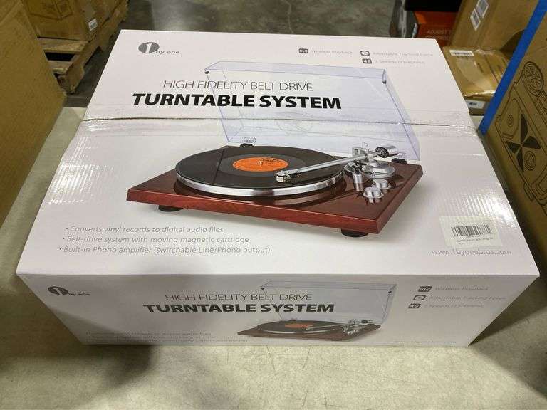 1 BY ONE Belt Drive Turntable with Bluetooth Connectivity, Built-in ...