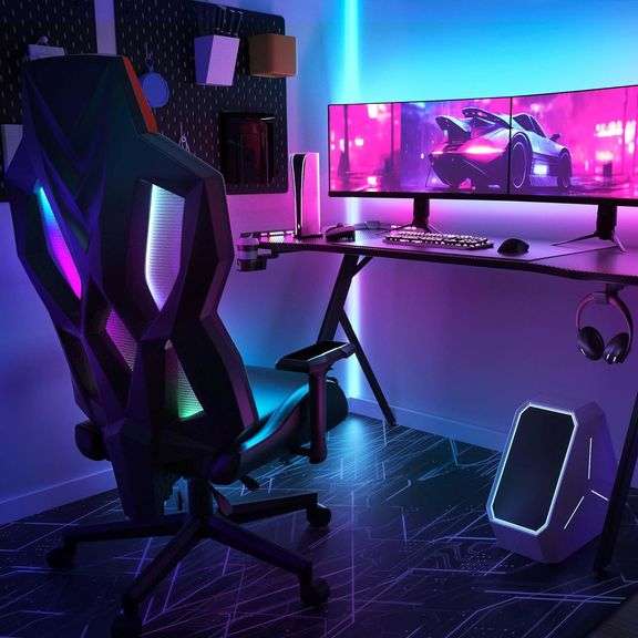 Dowinx RGB Gaming Chair with LED Lights, Ergonomic, Reclining ...