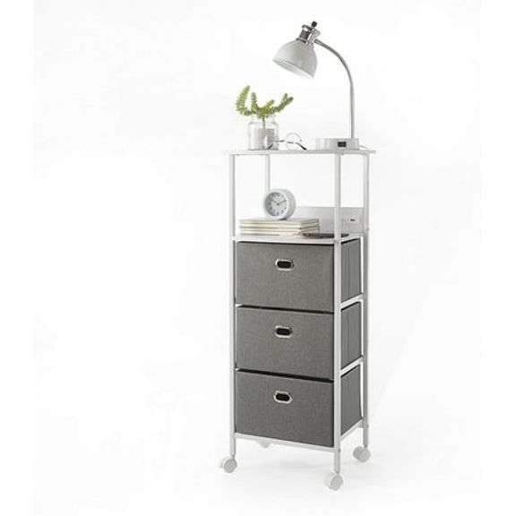 Urban Shop Tall Storage Cart with Charging Station, Grey - Matthews ...